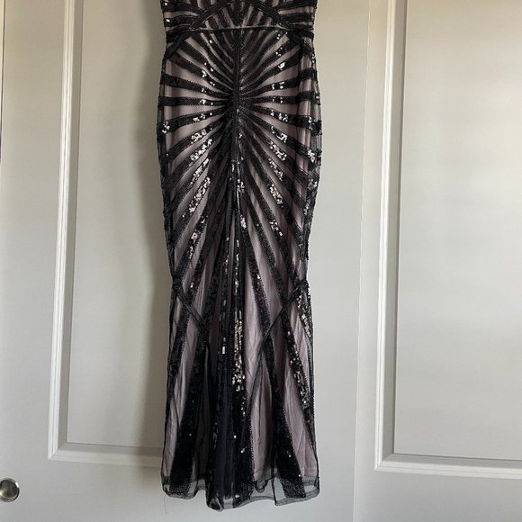 Retro Stage | Dresses | Retro Stage Black And Nude 92s Sequin Art Deco ...